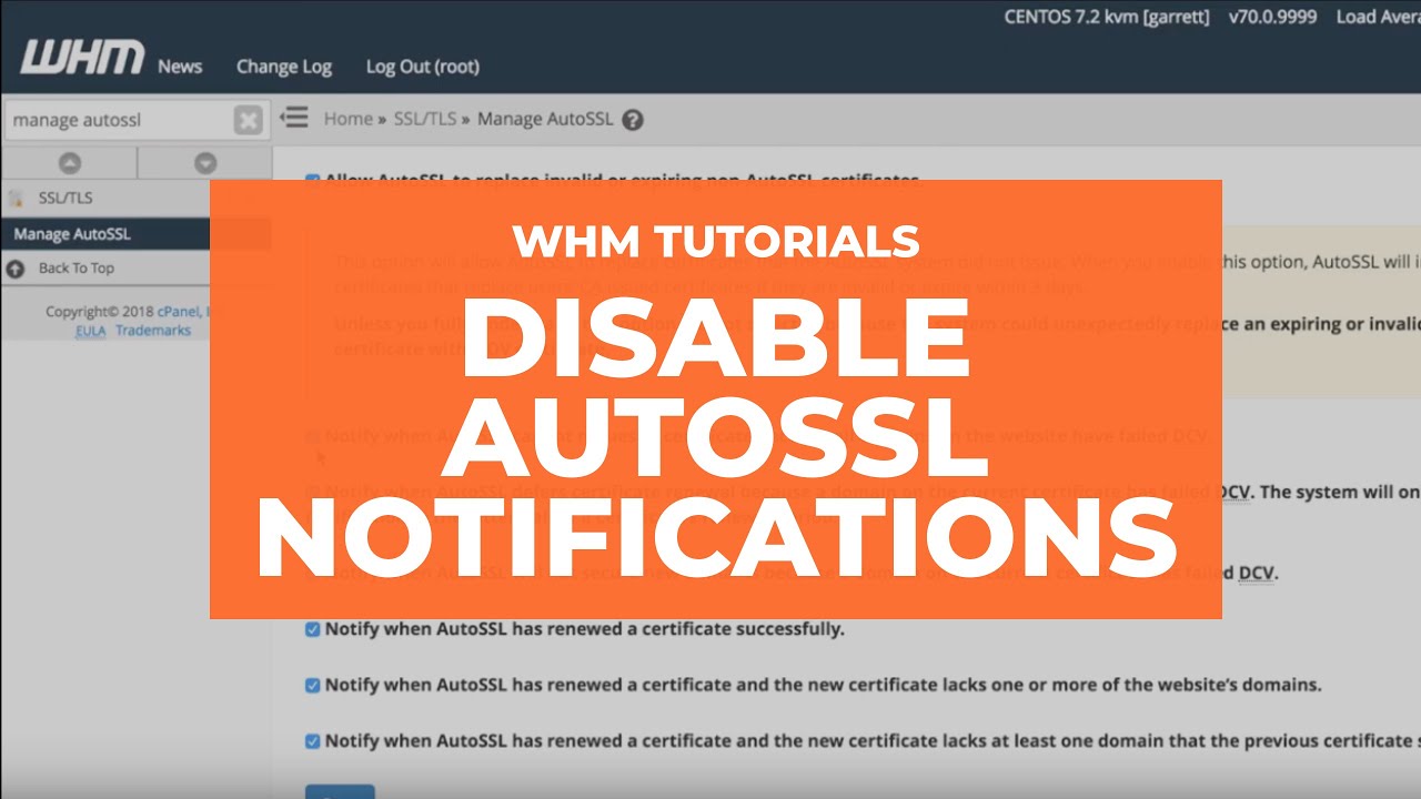 Whm Tutorials How To Disable Autossl Notifications